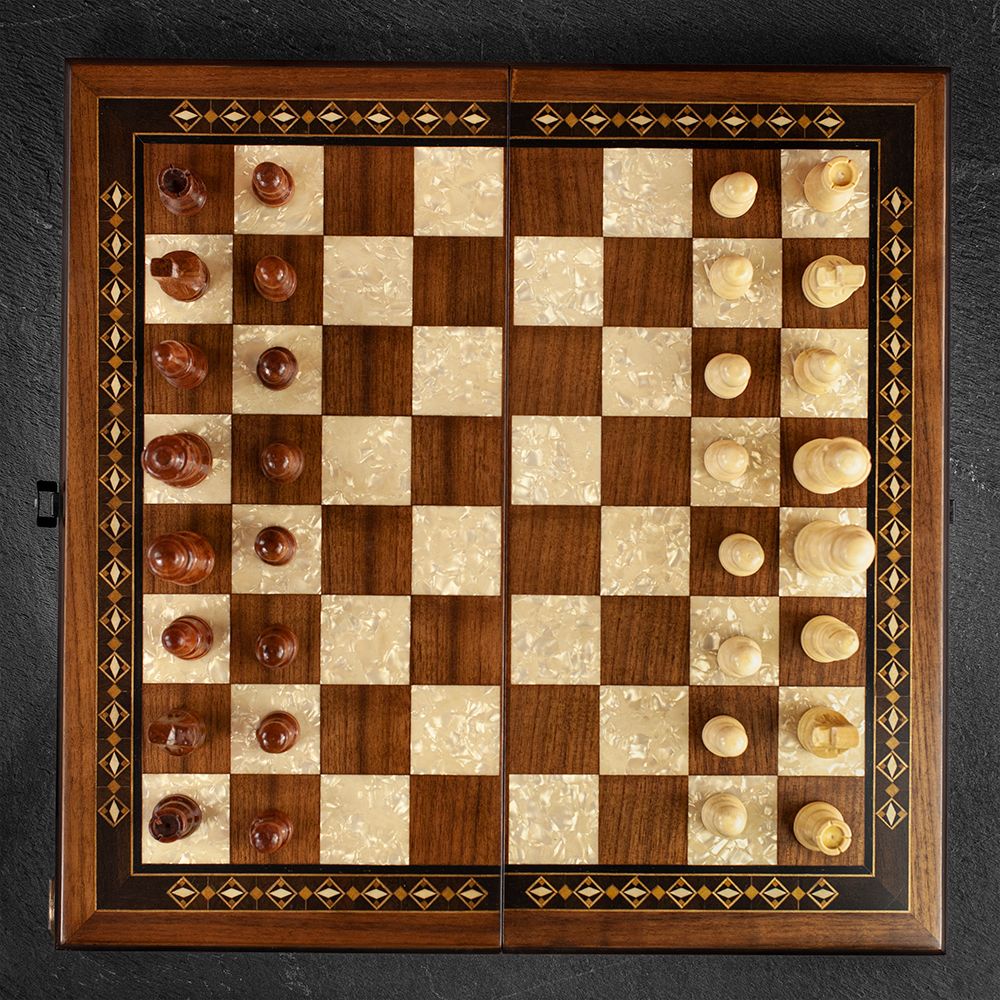 Walnut Wood Folding Chess Board - Large | Farrar and Tanner